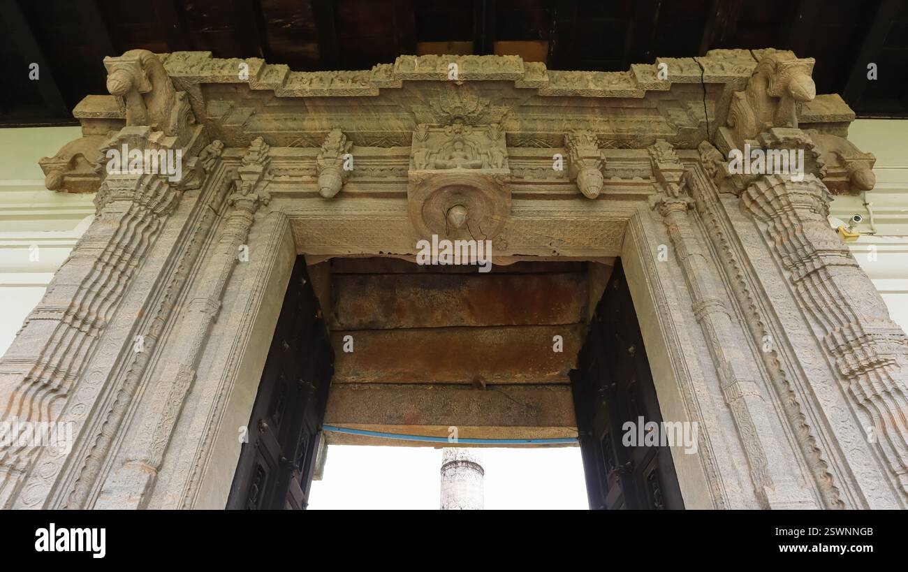 India, Karnataka, Mudbidri, The Main Entrance With Beautiful Carvings ...