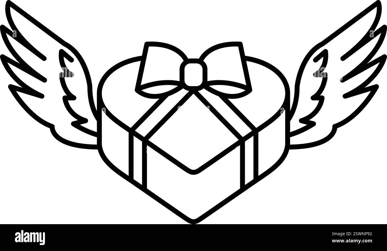 A box with a bow on it and wings on either side Stock Vector Image ...