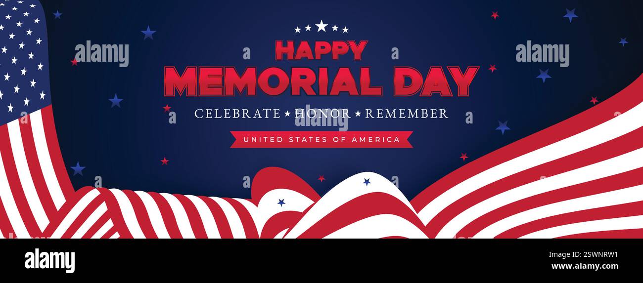 Patriotic Memorial Day Web Banner Background. Happy Memorial Day ...