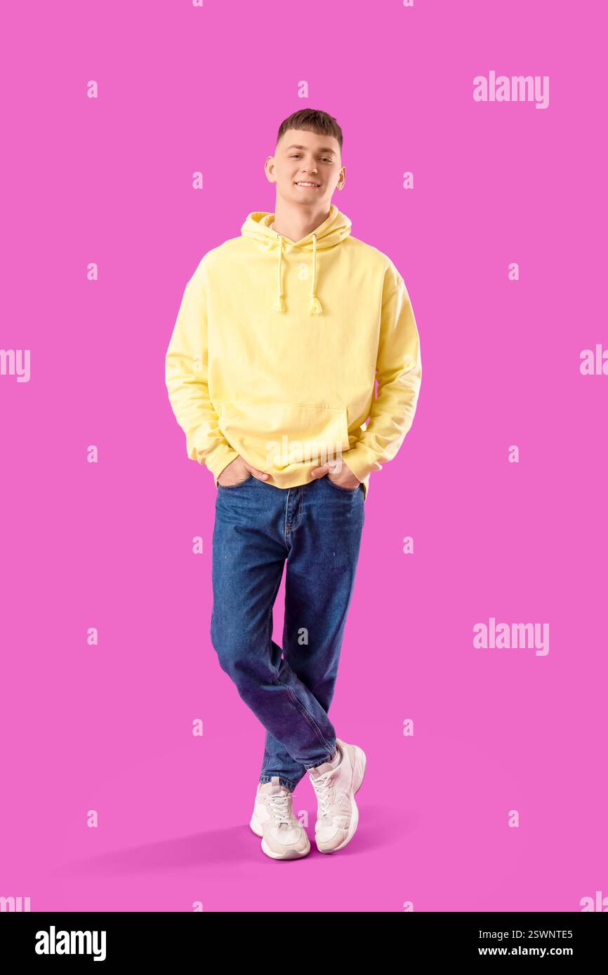 Man posing on violet hi-res stock photography and images - Alamy