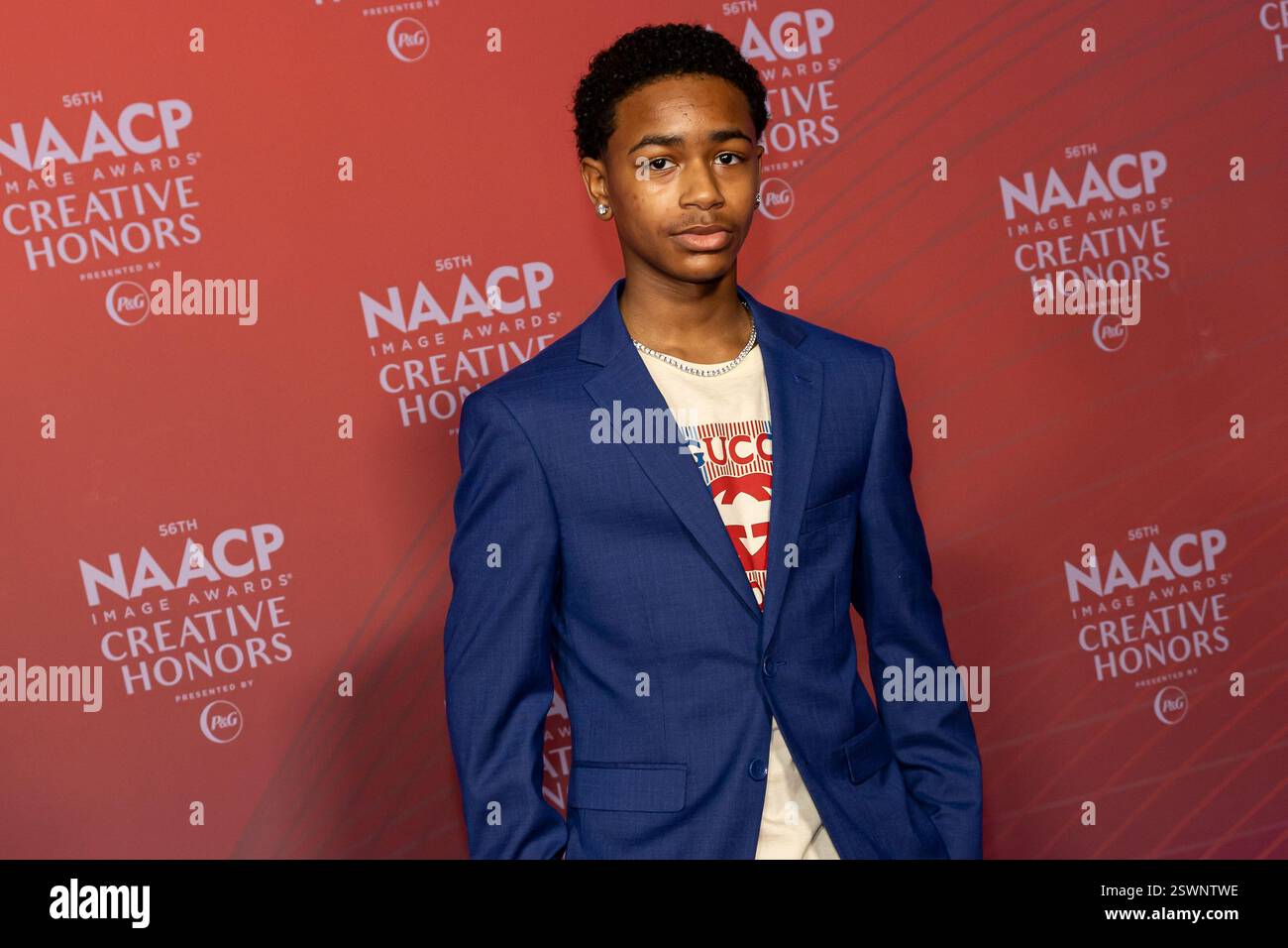 Los Angeles, USA. 21st Feb, 2025. Blake Cameron James attends the arrivals of the “56th NAACP ...