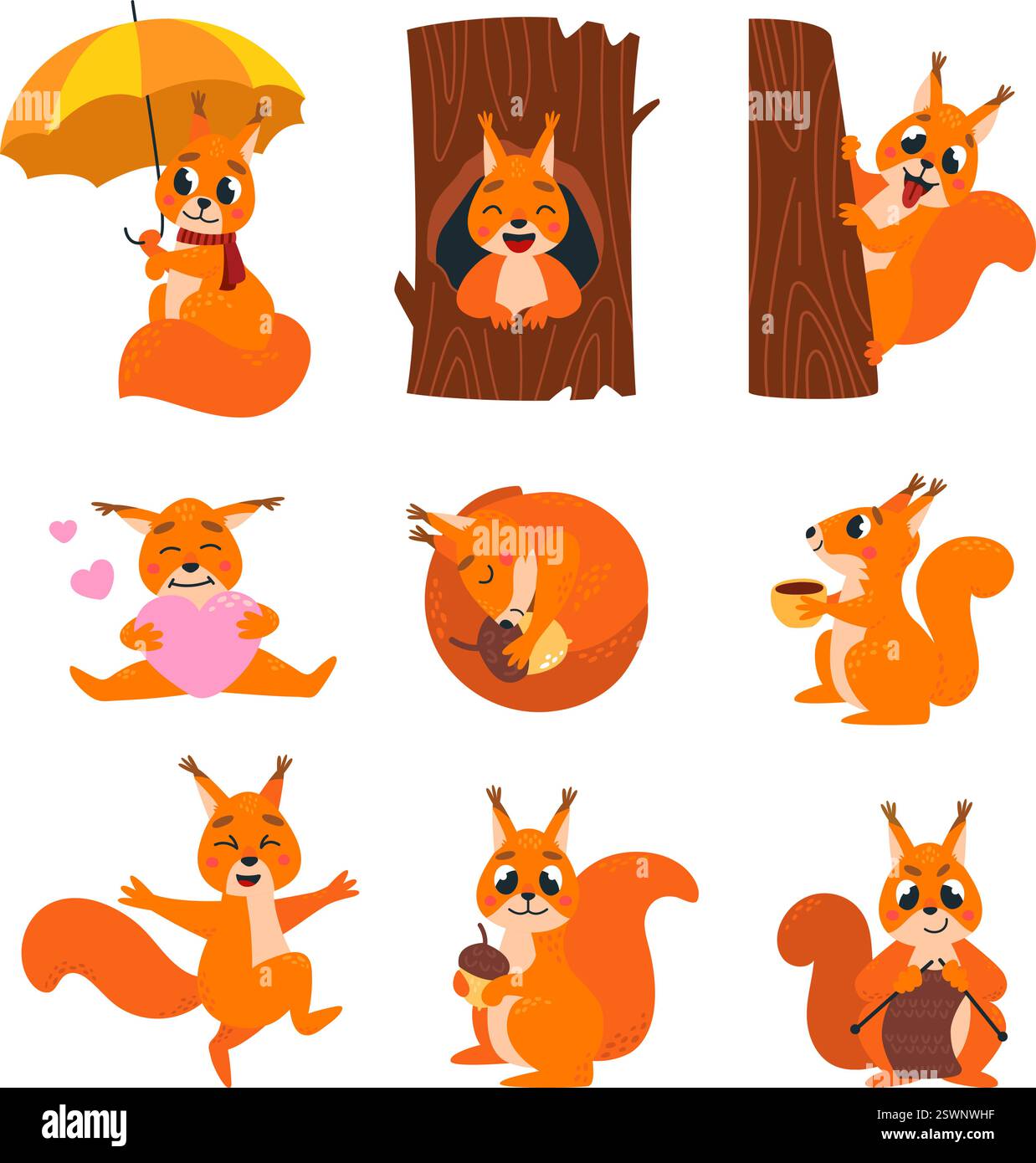 Cheerful squirrel poses on tree hi-res stock photography and images - Alamy