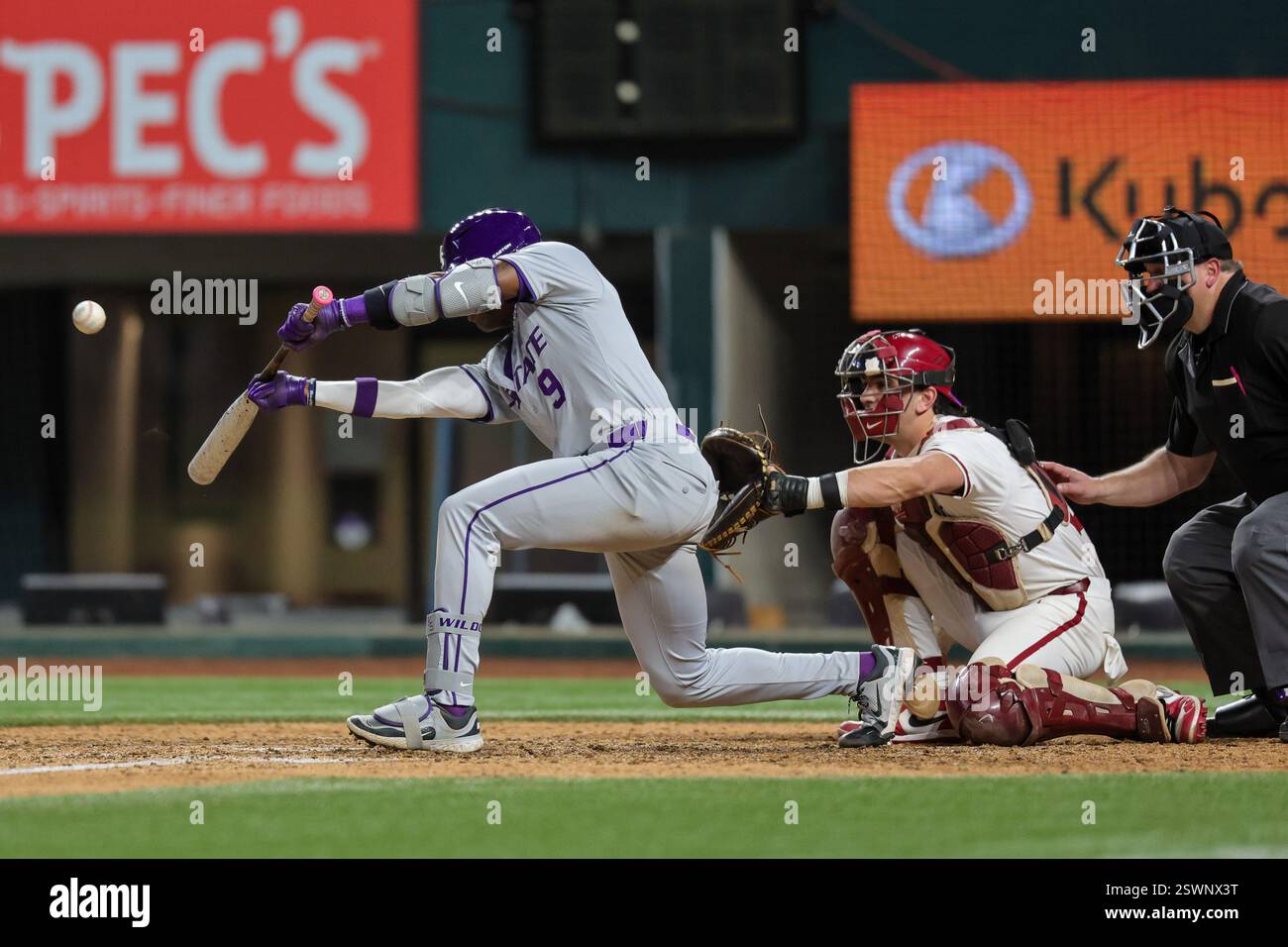 February 21, 2025: Wildcats utility player Donte Lewis (9) pops up as ...