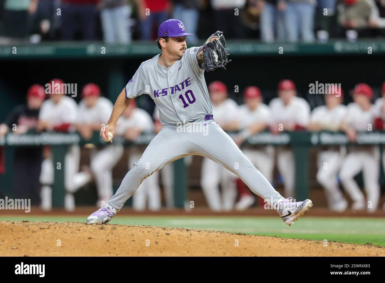 February 21, 2025: Wildcats pitcher Blake Dean (10) prepares to release ...