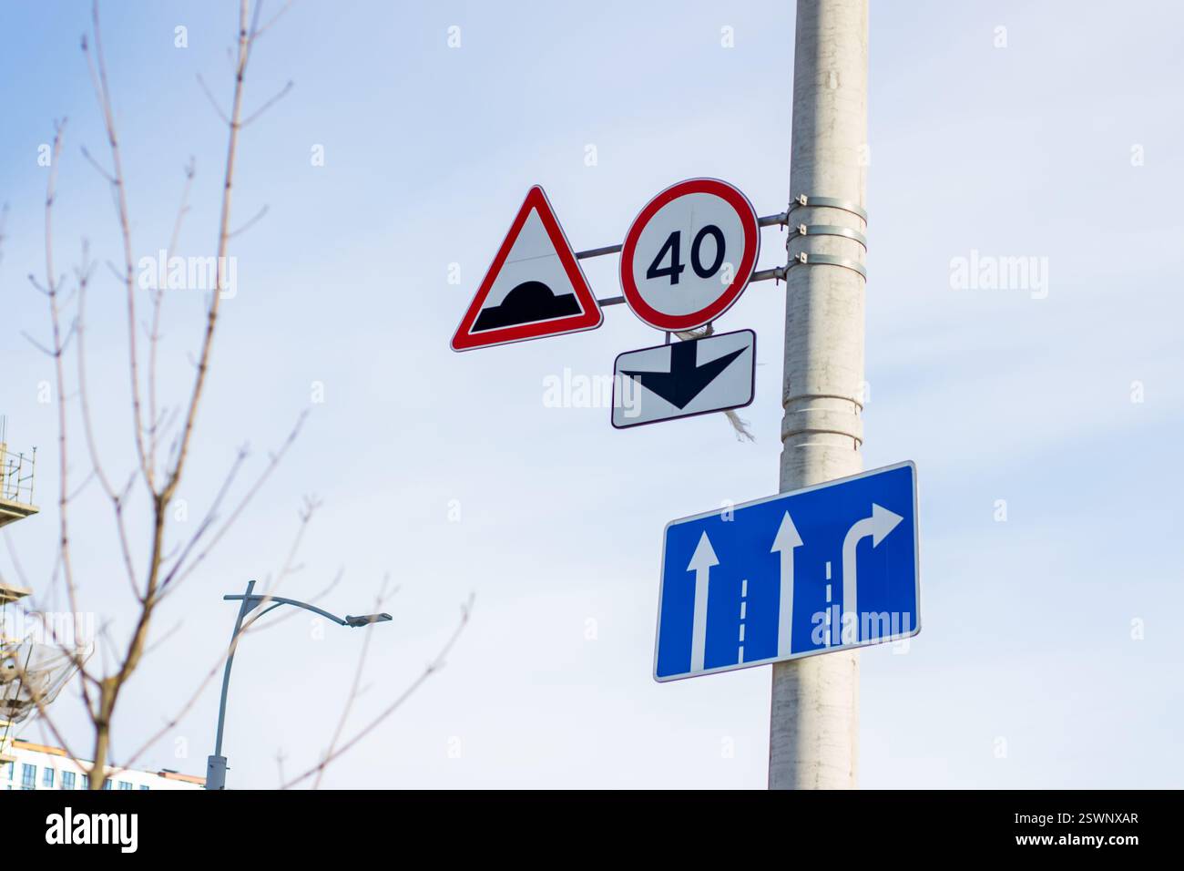 There is a traffic sign affixed to a pole that prominently displays the ...