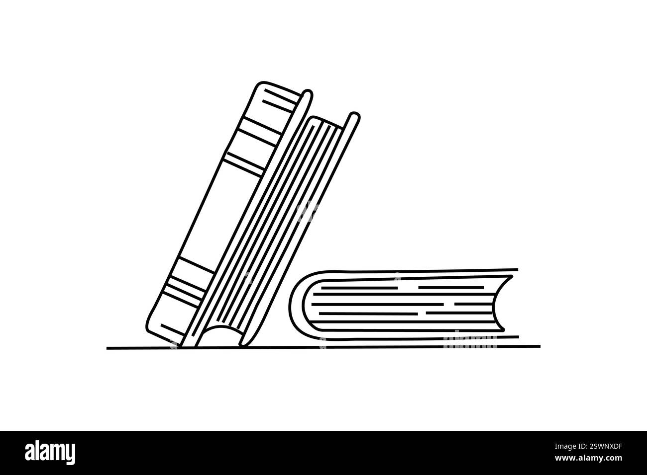 Continuous online drawing of a book single line art isolated creative ...