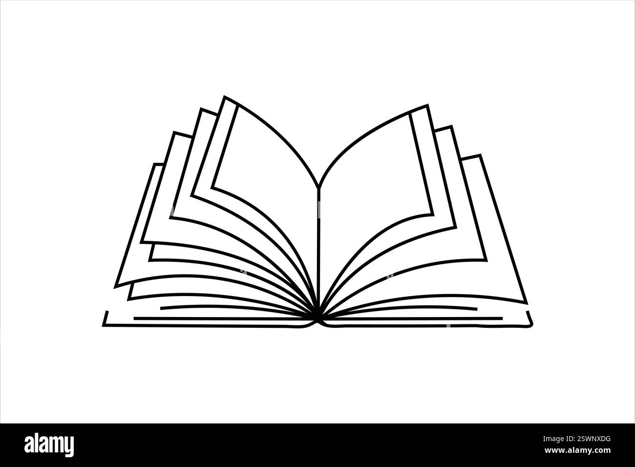 Continuous online drawing of a book single line art isolated creative ...