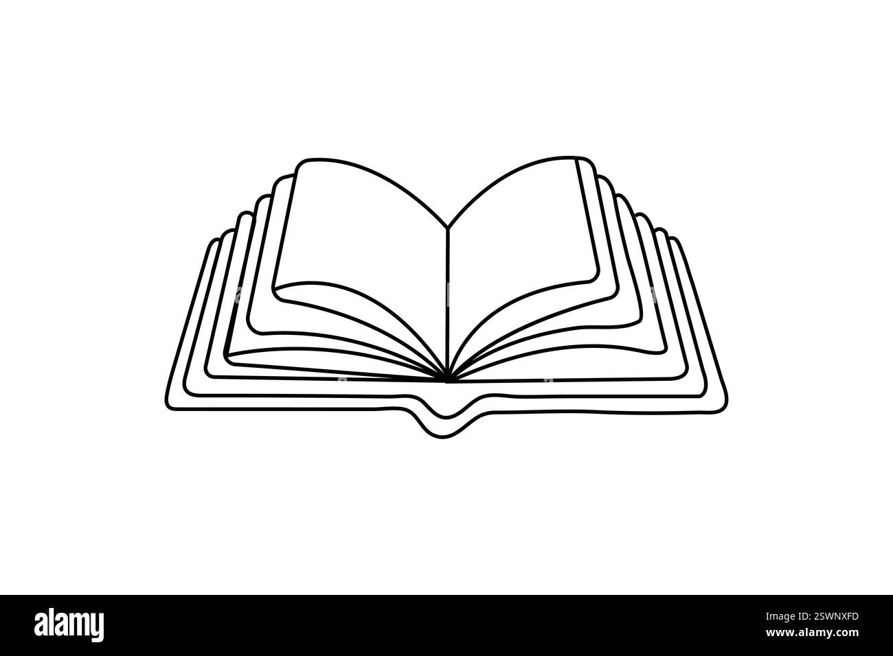 Continuous online drawing of a book single line art isolated creative ...