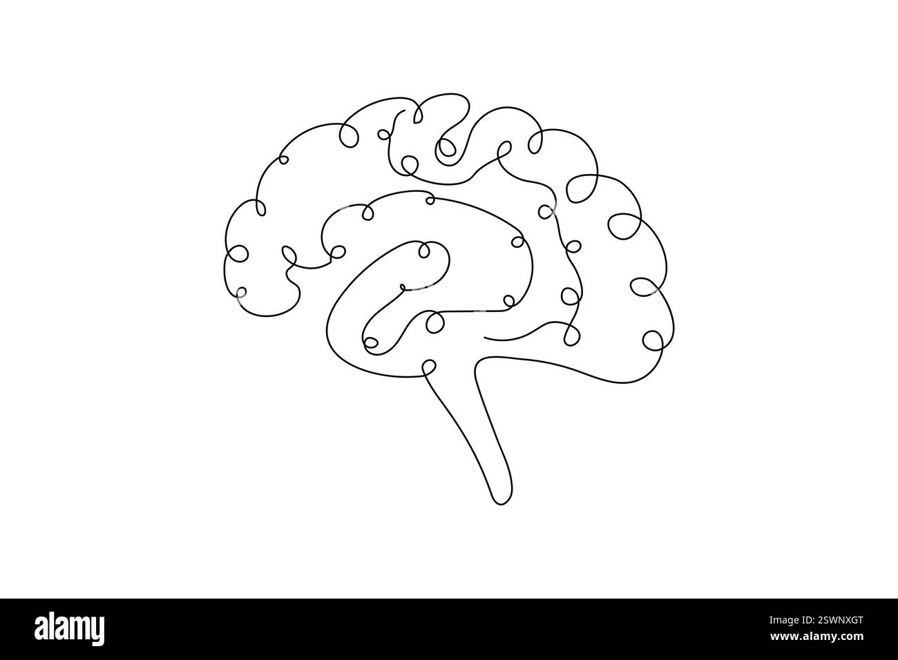 continuous human brain single line art hand drawn minimalism style ...