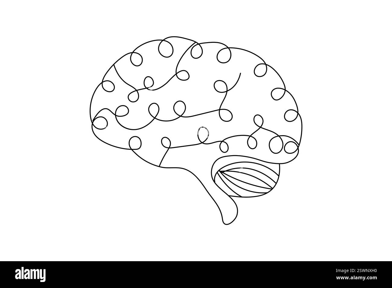 continuous human brain single line art hand drawn minimalism style ...