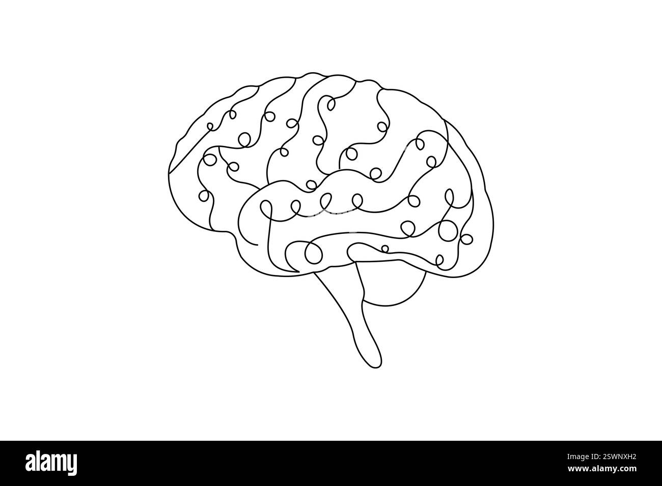 continuous human brain single line art hand drawn minimalism style ...