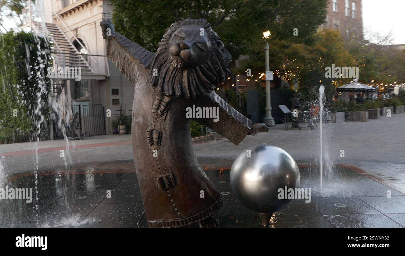 Culver City, California, USA 20th February 2025 Lion Fountain at The ...
