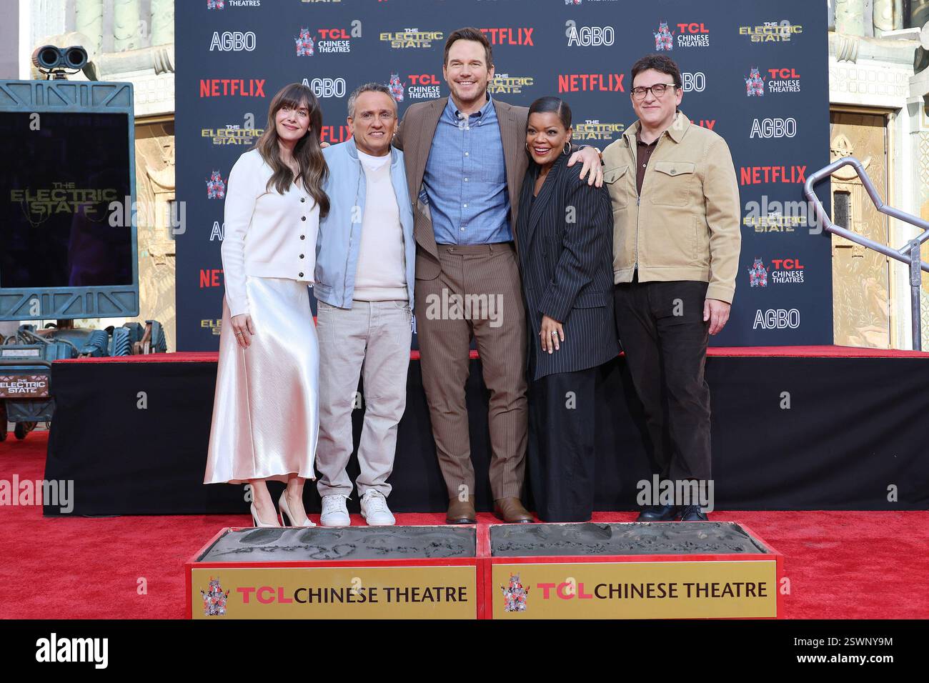 February 21, 2025, Los Angeles, California, USA: Alison Brie, Joe Russo ...