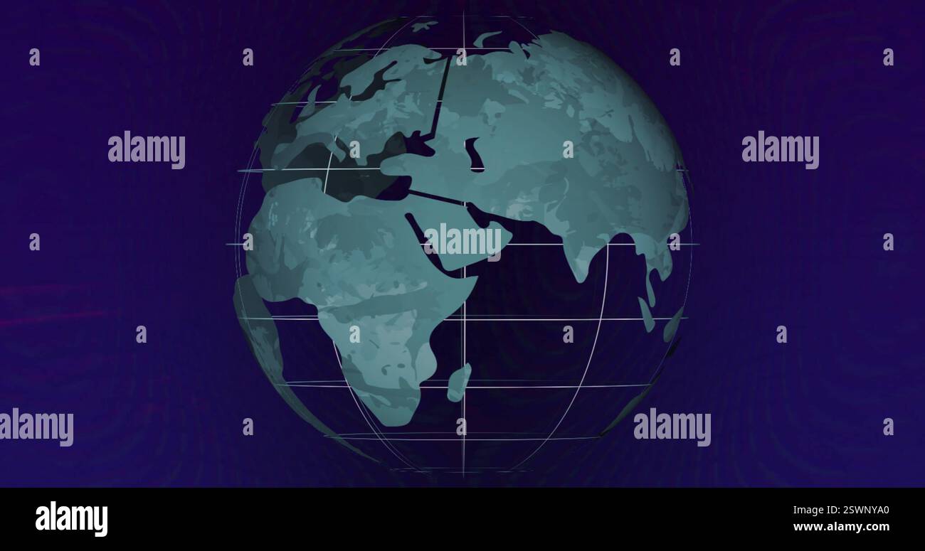 Image of globe over red shapes moving Stock Photo - Alamy