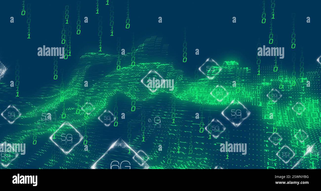 Image Of 5g And 6g Text Digital Data Processing Over Binary Coding 2453