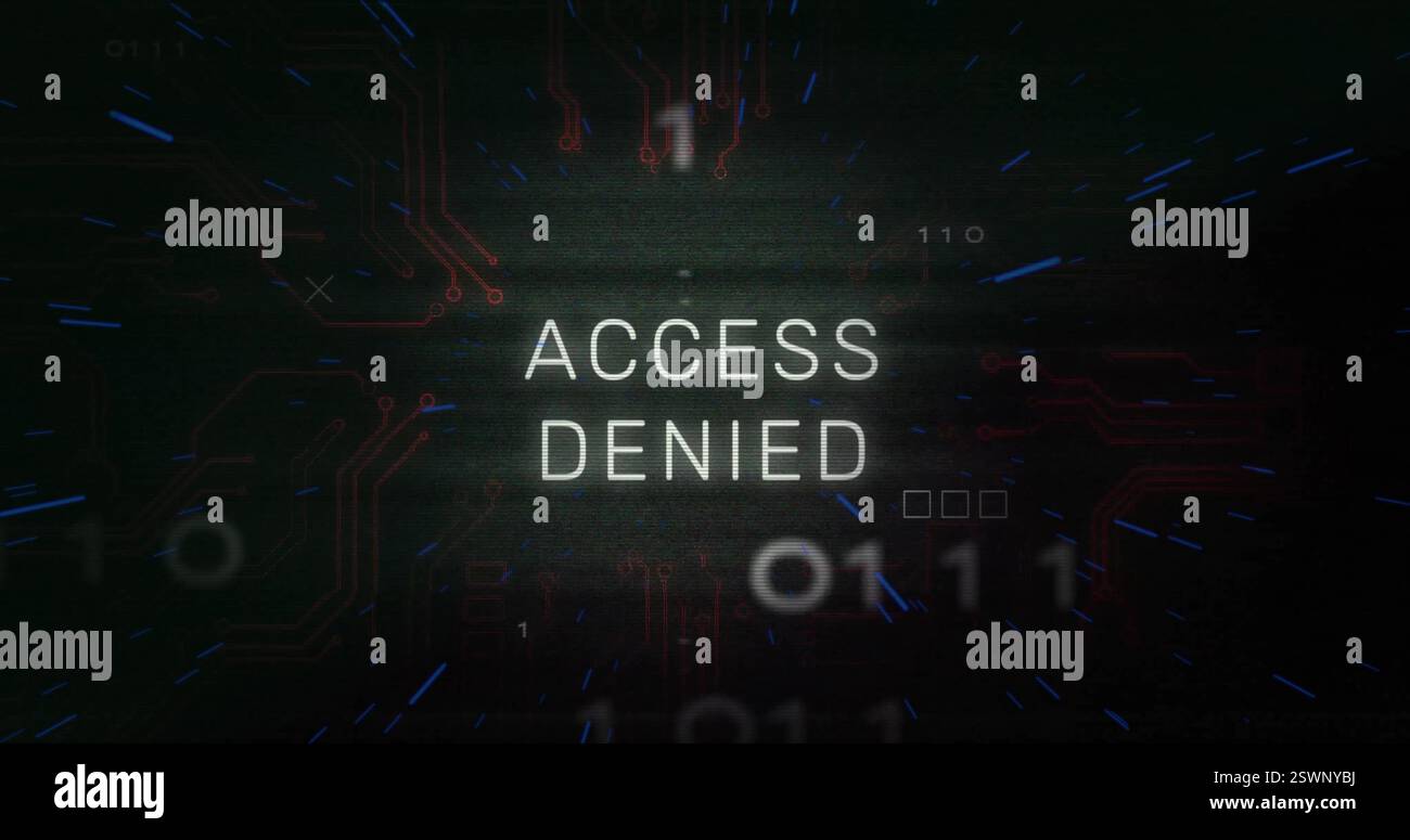 Access denied text over binary code and circuit board image Stock Photo - Alamy