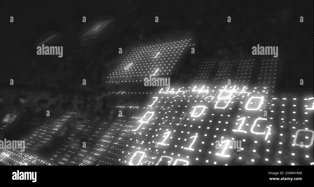 Binary code image over abstract digital background Stock Photo - Alamy