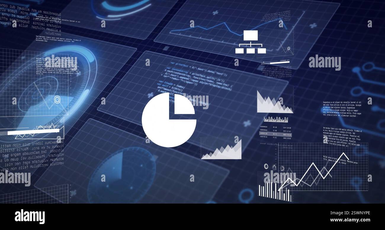 Graphs and charts image over financial data and statistics background ...