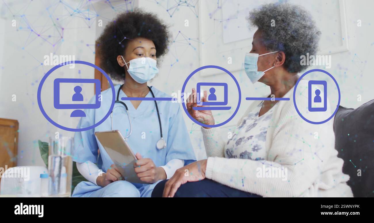 Healthcare communication image over doctor and patient discussing ...