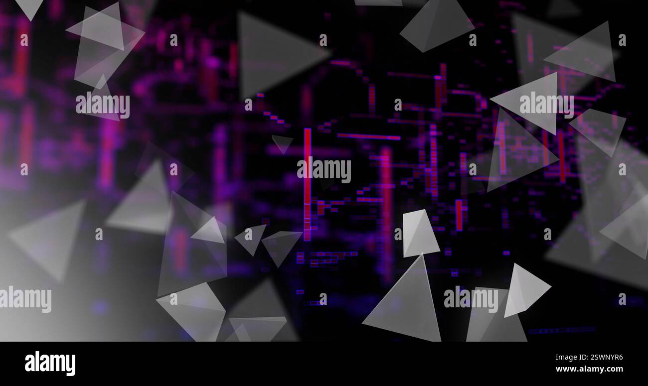 Geometric shapes and digital data processing image over dark background Stock Photo - Alamy