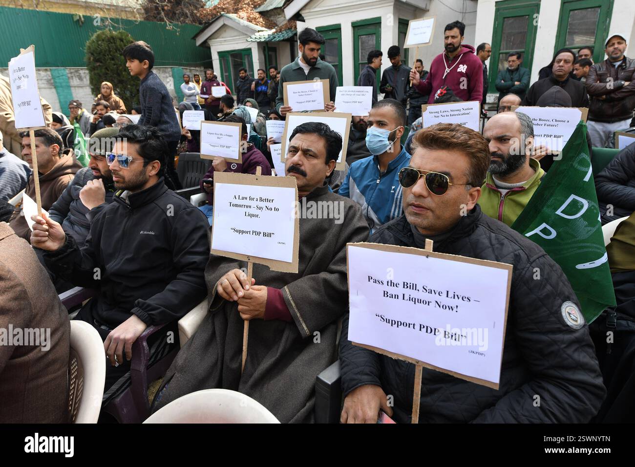 Srinagar, Jammu And Kashmir, India. 22nd Feb, 2025. PDP workers hold ...