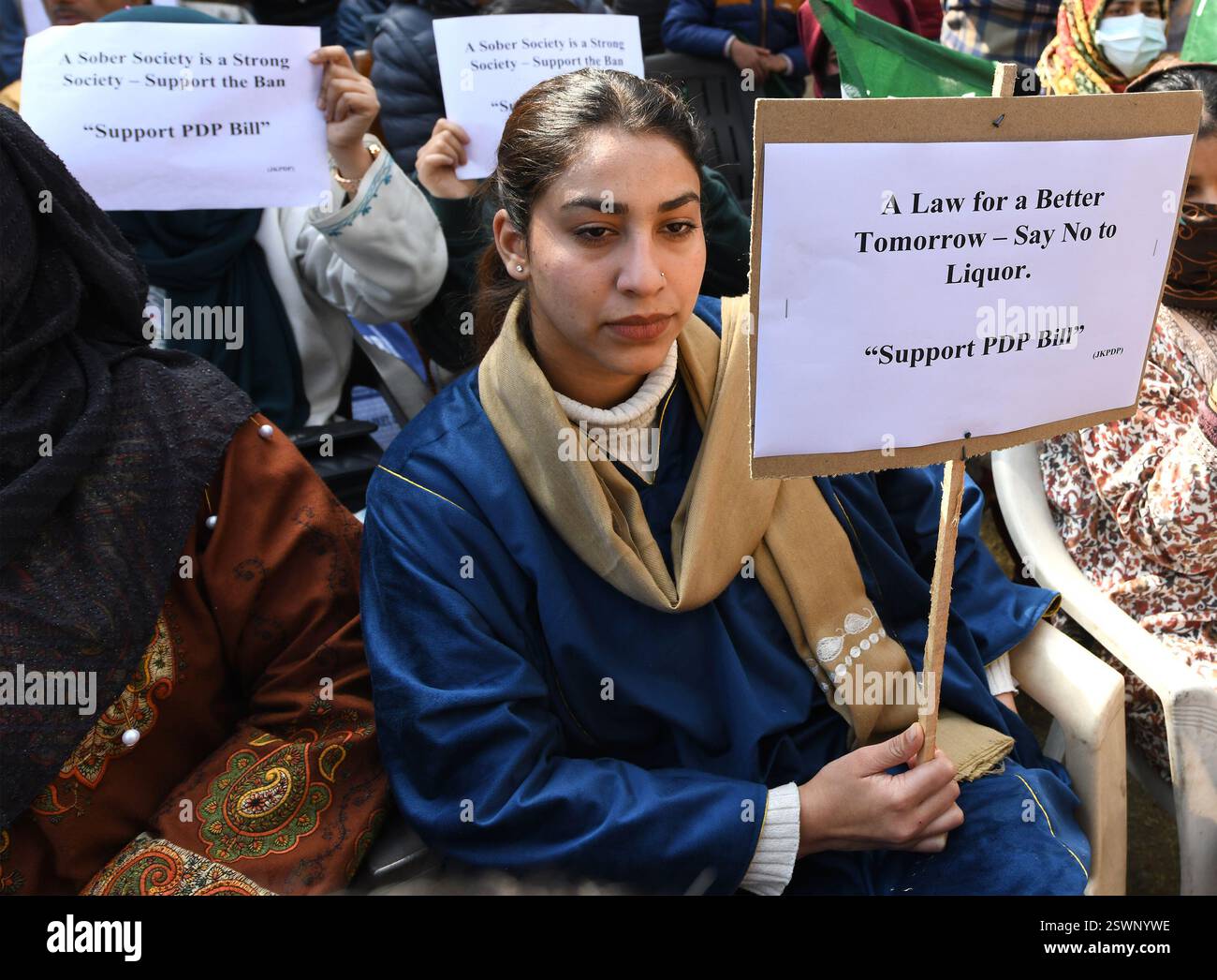 Srinagar, Jammu And Kashmir, India. 22nd Feb, 2025. PDP workers hold ...