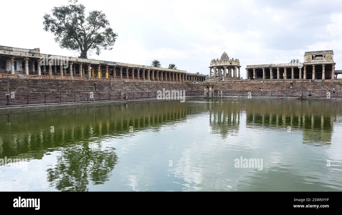India, Karnataka, Mandya, Beautiful Traditional Bhuvaneshwari Mantapa ...