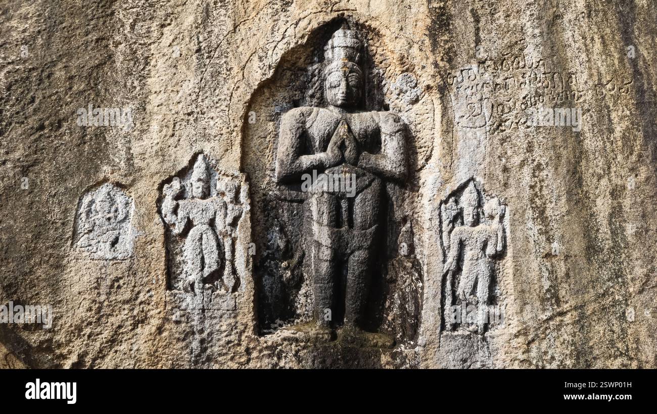 Beautiful 10th Century Carving of Hindu Deities on Natural Rock ...