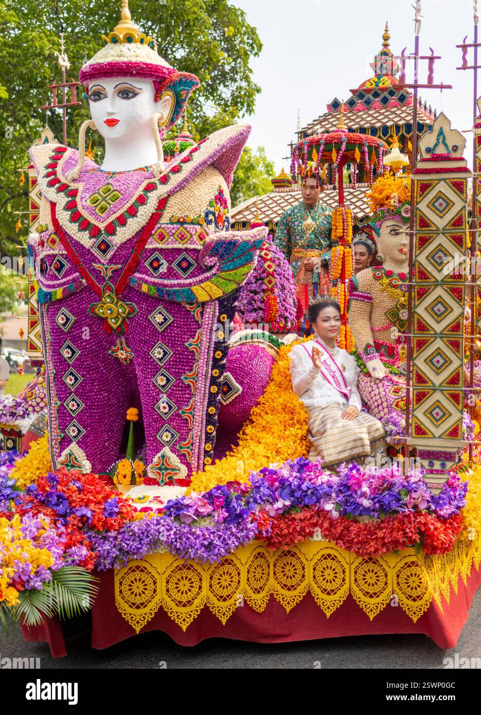 Chiang Mai,Thailand-February 08 2025: A procession of many carnival ...