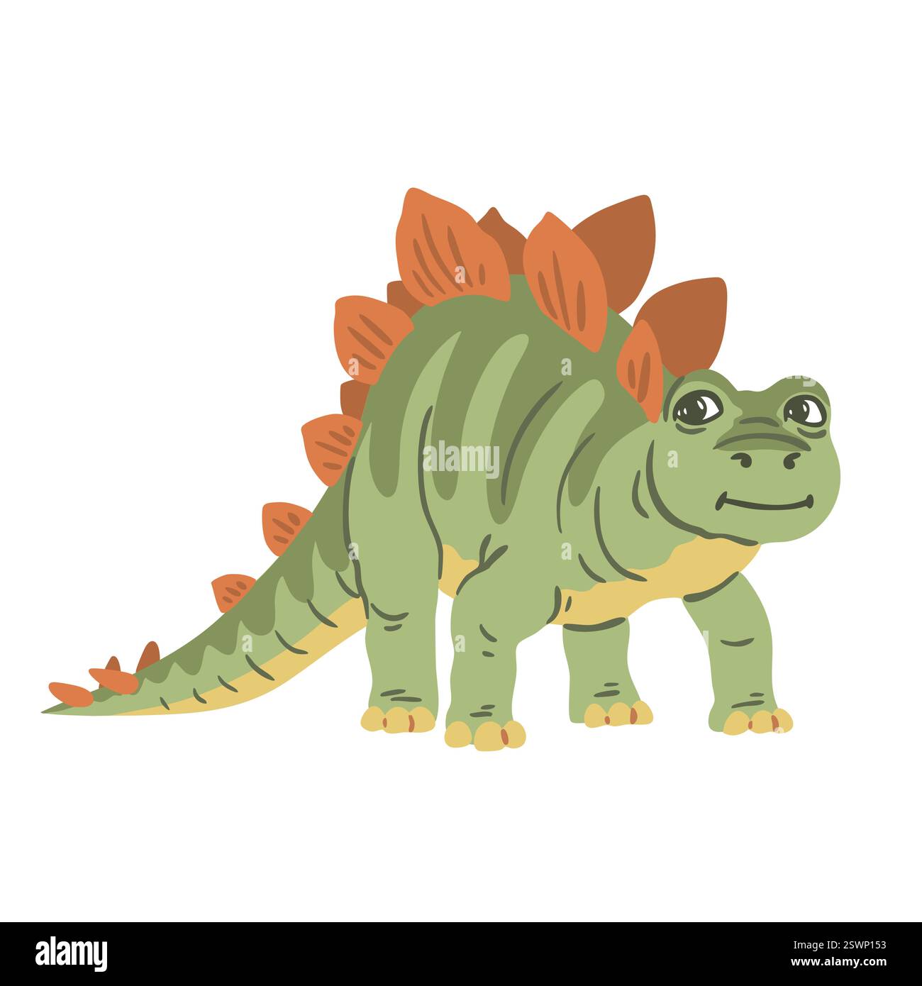 Cute cartoon stegosaurus on white background Stock Vector Image & Art ...