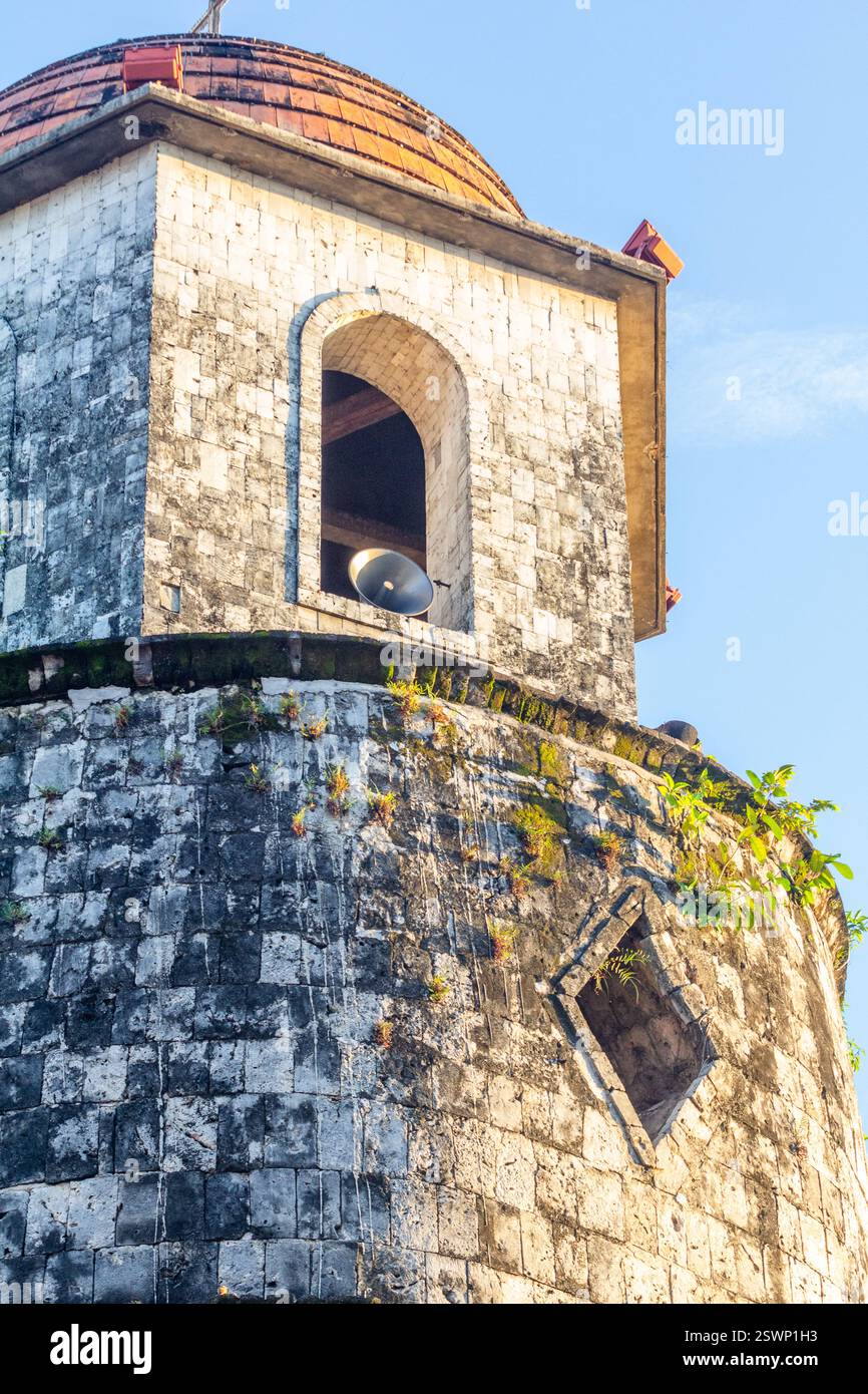 The historic belfry of Dumaguete Cathedral stands tall as a Spanish-era landmark in Dumaguete ...