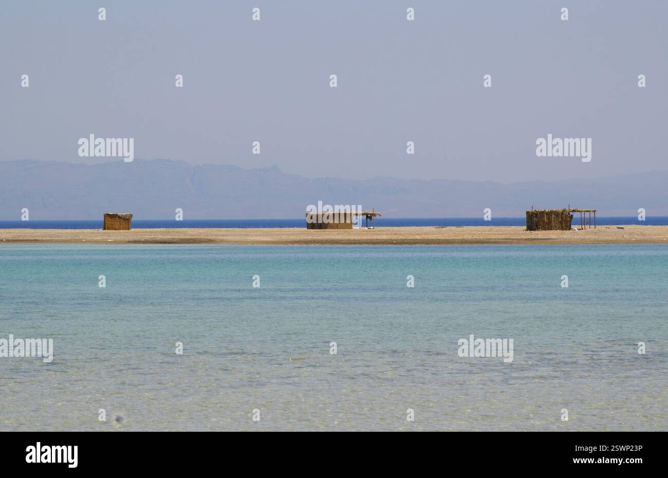 Lodging straw huts at the National Nature Reserve of Ras Abu Galum also ...