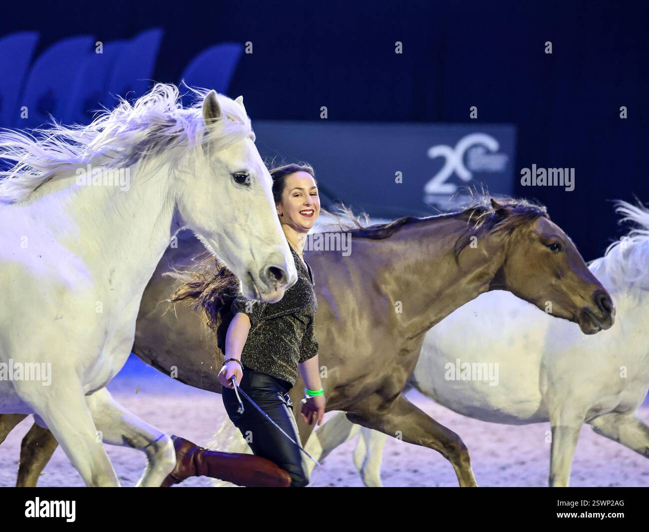 Anne-Gaëlle Bertho magic show on Tauron Arena, Krakow during Cavaliada Tour. Cavaliada is part ...