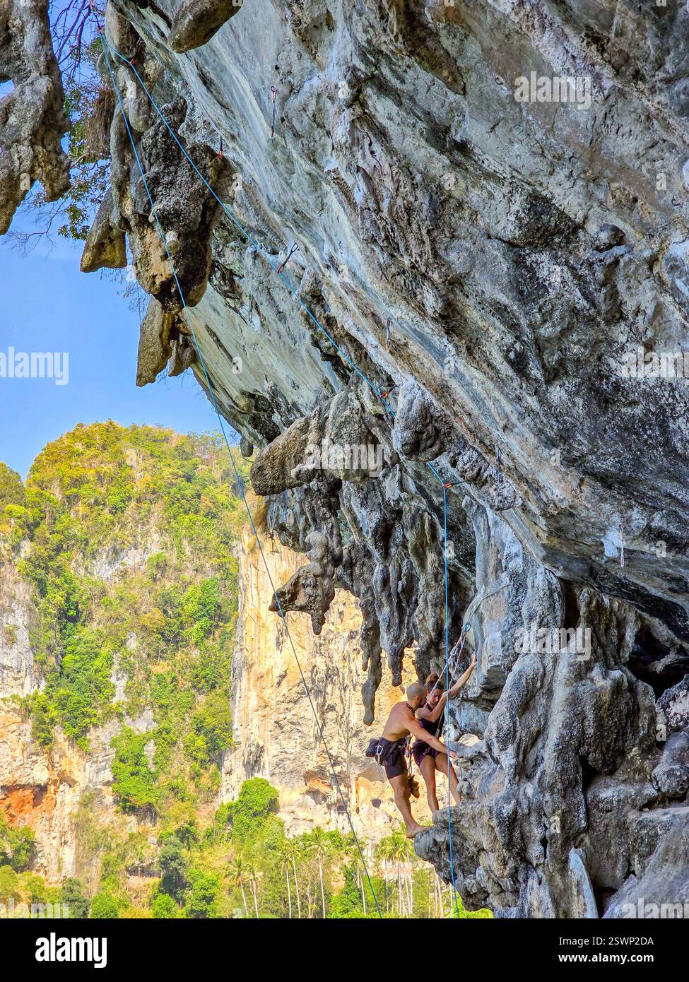 Krabi Thailand 31 January 2025, An avid climber tackles a vertical ...