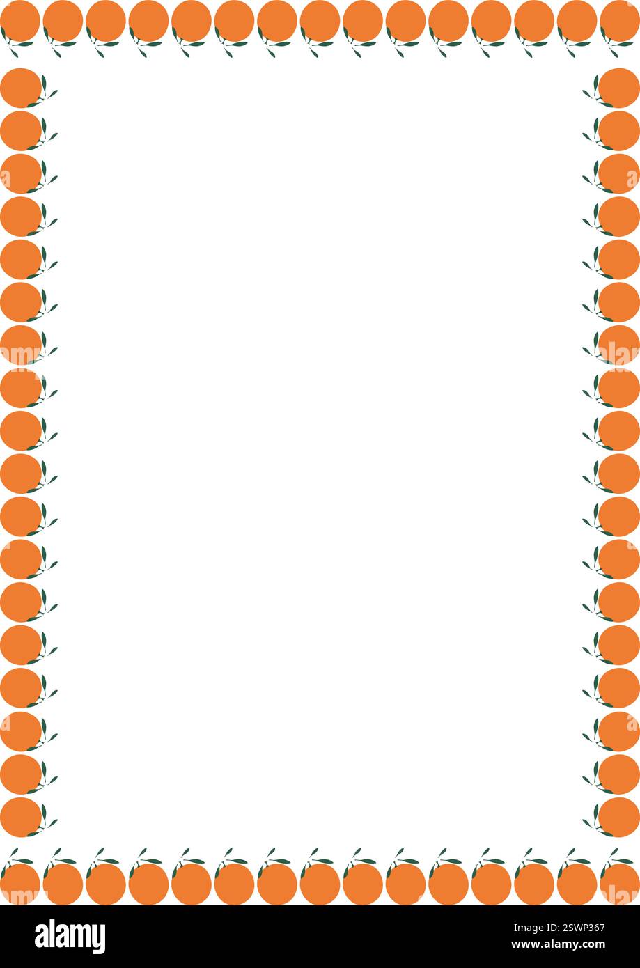 Oranges fruit frame. Tangerine simple sweet fruits vector border. Free ...