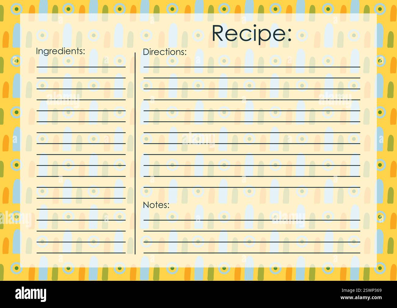 Recipe card template. Easter celebration blank card. Cute retro kitchen ...