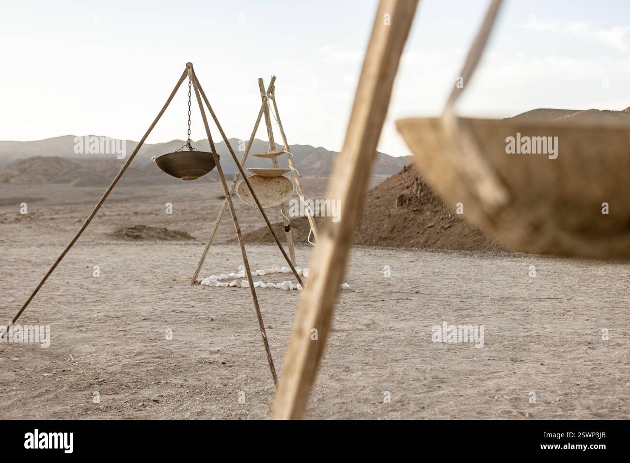 Wooden structures supporting various elements create a sound ...