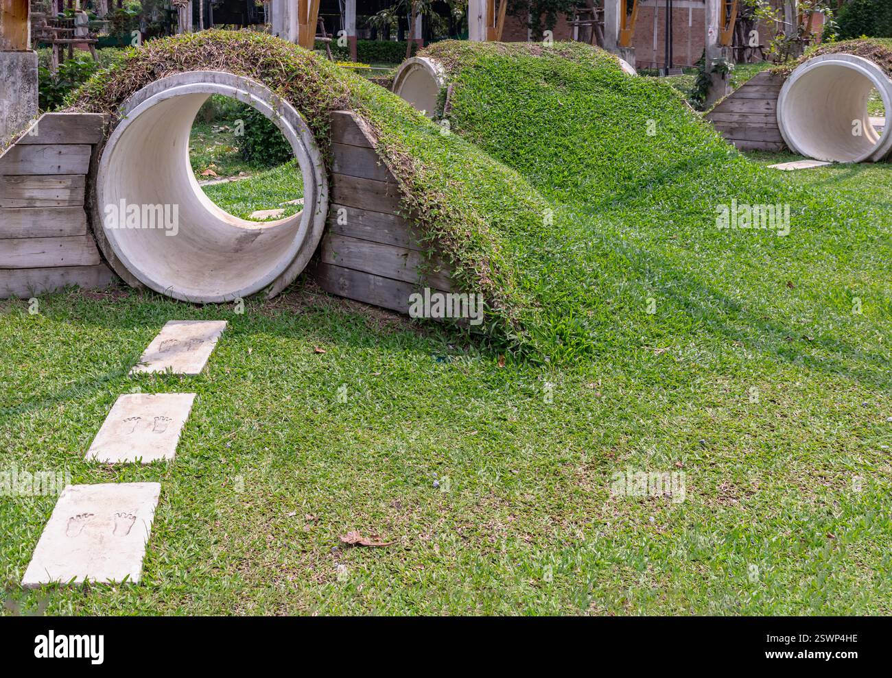 Bangkok, Thailand - Feb 19, 2025 - View of Park concrete tunnel made ...