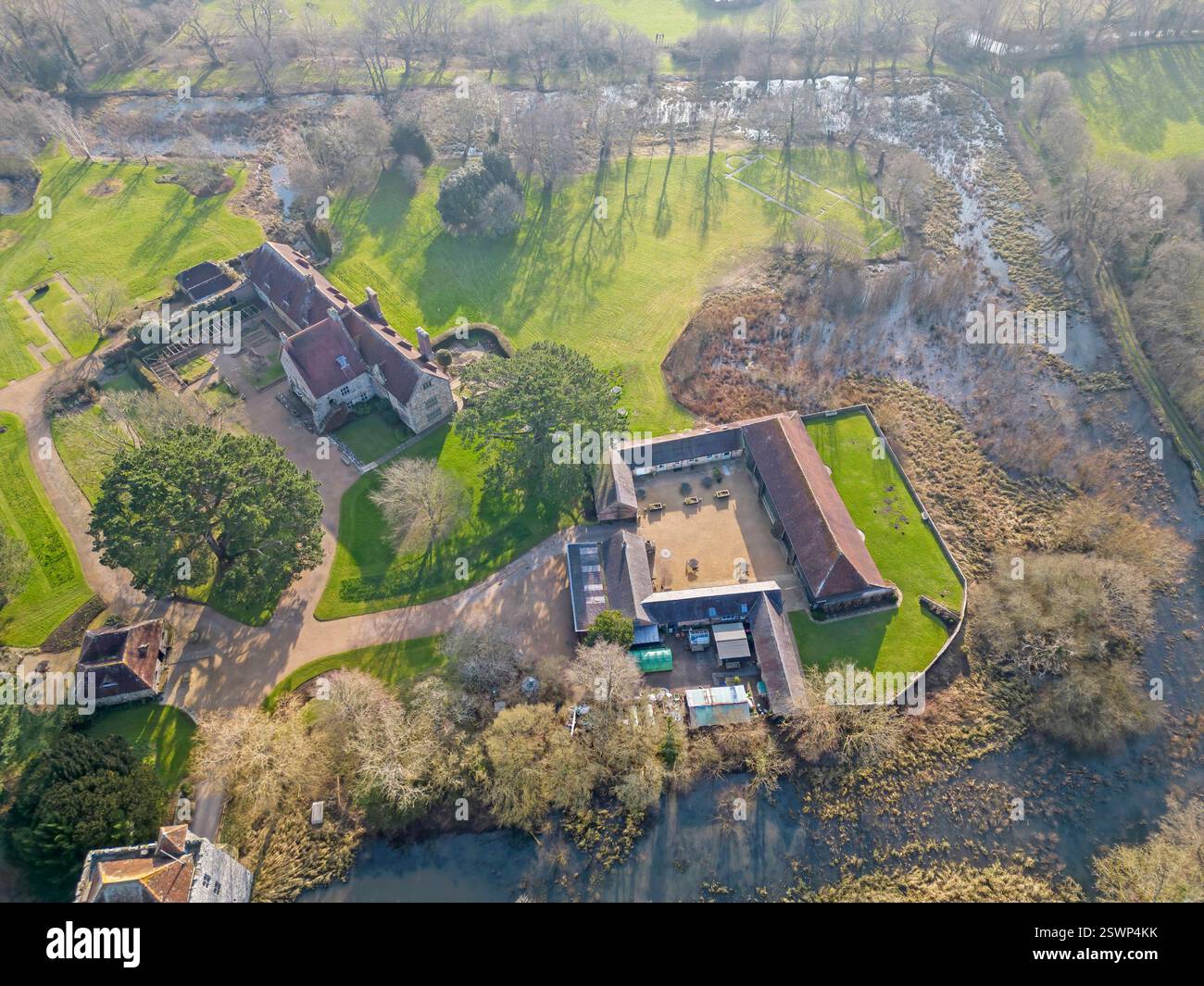 aerial view of michelham priory in upper dicker in east sussex. A ...