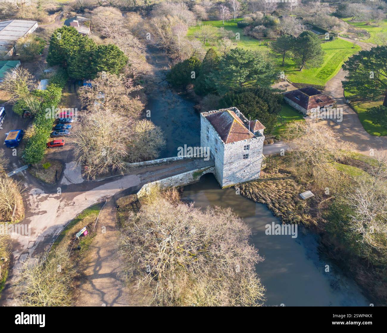 aerial view of michelham priory in upper dicker in east sussex. A ...