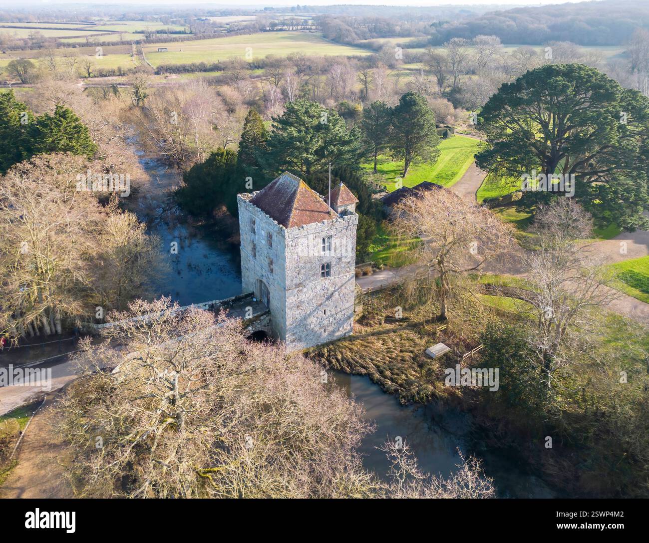 aerial view of michelham priory in upper dicker in east sussex. A ...