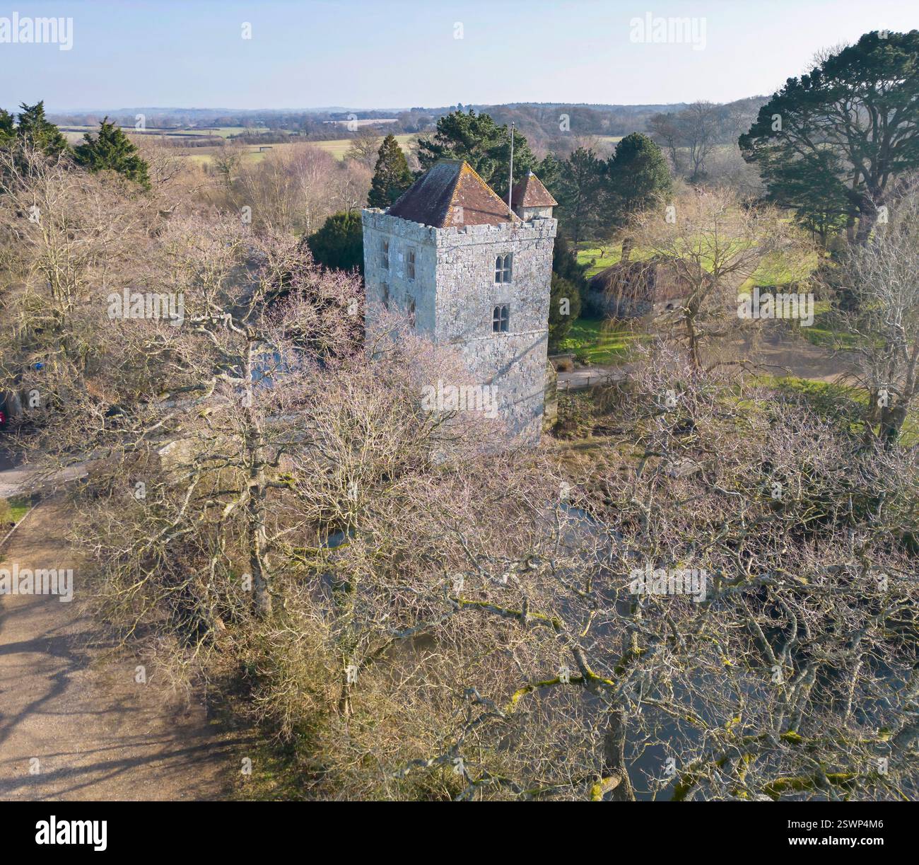 aerial view of michelham priory in upper dicker in east sussex. A ...