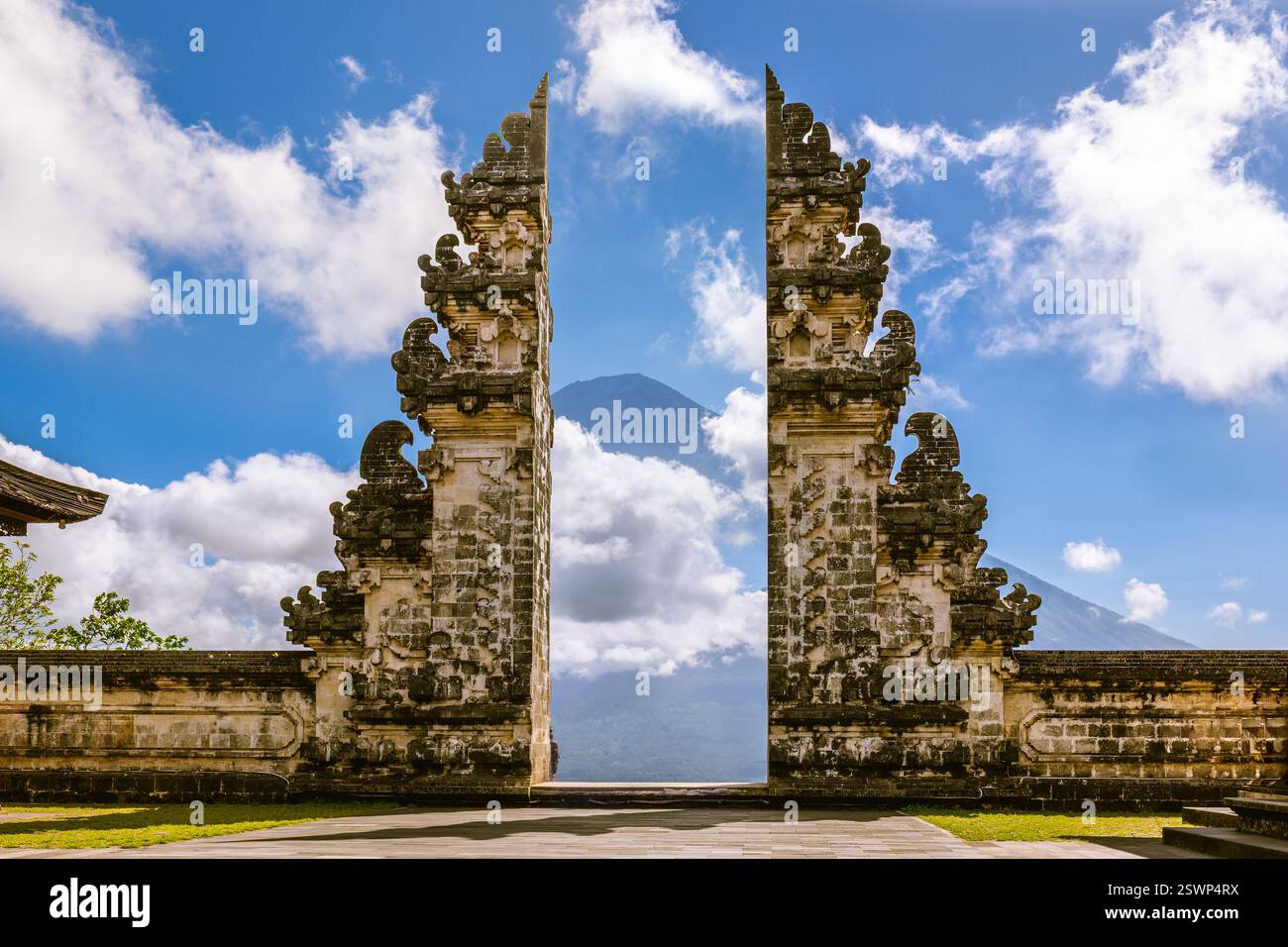 Heaven Gate of Lempuyang Temple with Gunung Batur background in Bali ...