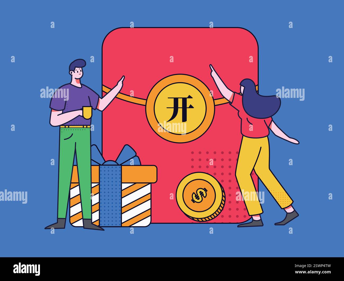 Use red envelopes to attract new customers and promote activity. Flat ...