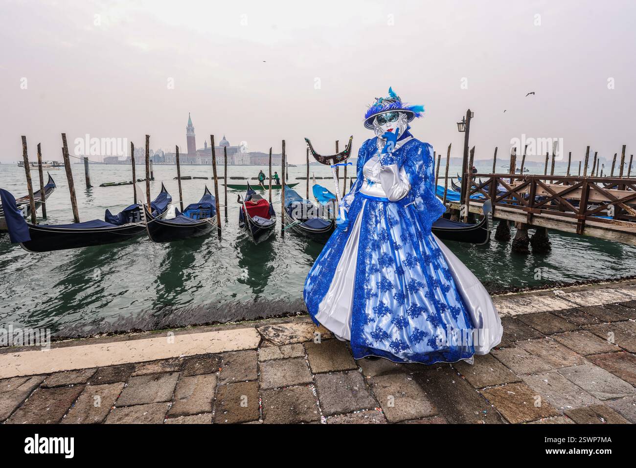 venice, Italy. 22nd Feb, 2025. Revellers by San Marks in colourful ...