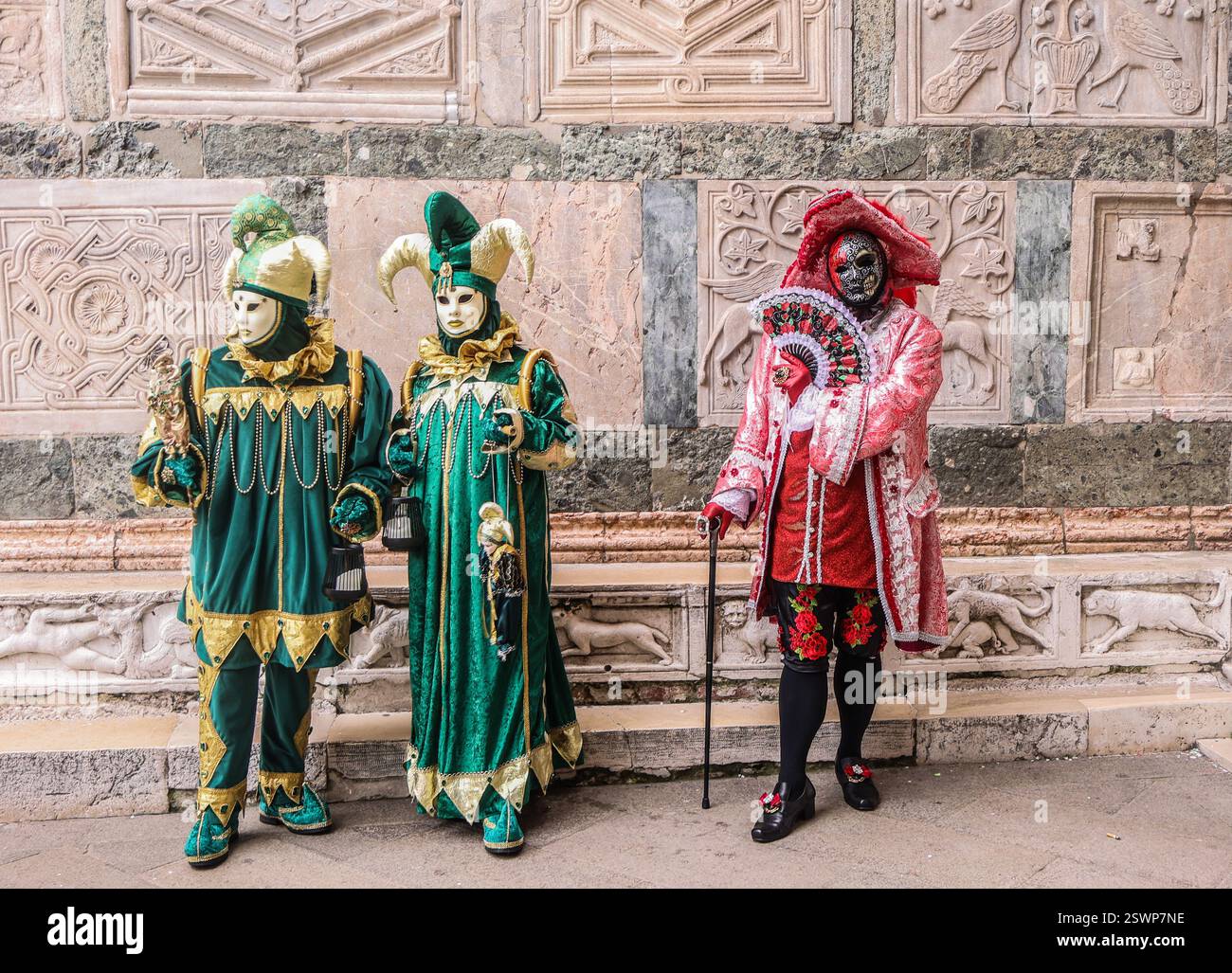 venice, Italy. 22nd Feb, 2025. Revellers by San Marks in colourful ...