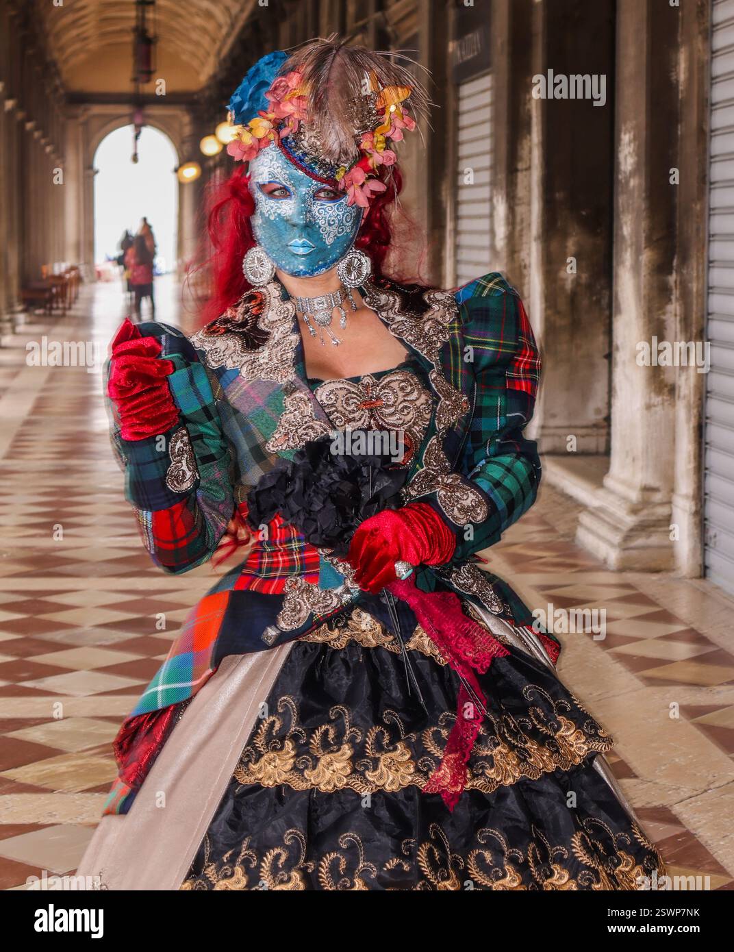 venice, Italy. 22nd Feb, 2025. Revellers by San Marks in colourful ...