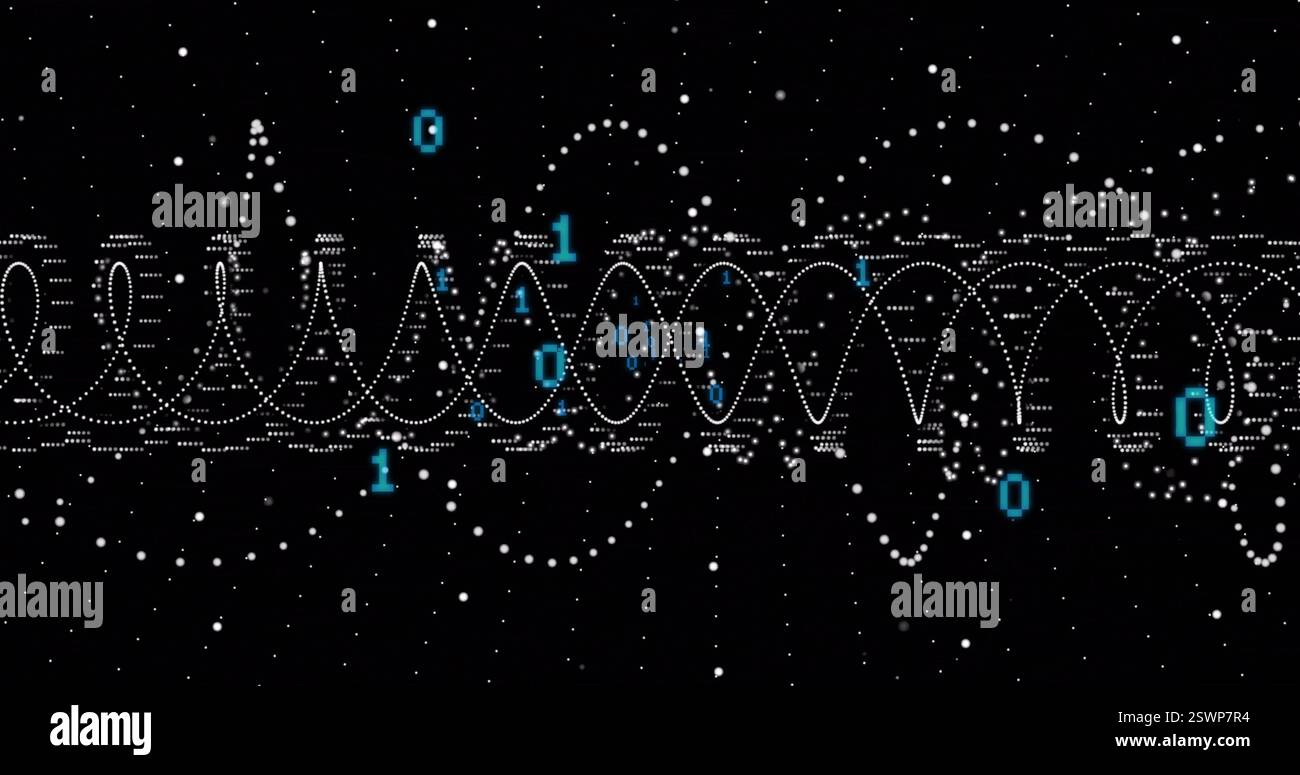 Image of binary coding over dna strand Stock Photo - Alamy