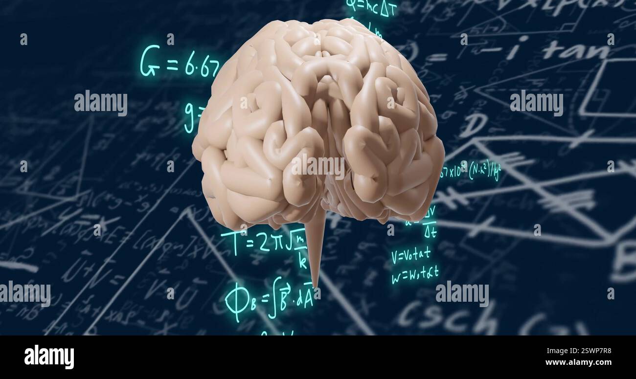 Brain image over mathematical equations and formulas Stock Photo - Alamy