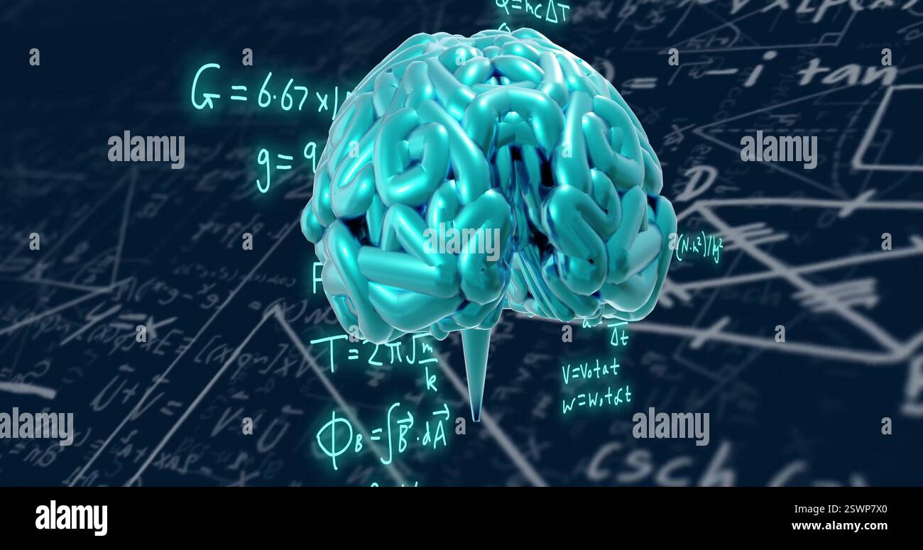 Brain image over mathematical equations and formulas Stock Photo - Alamy